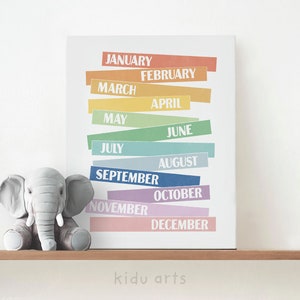 Days + Months Poster Combo Set, Rainbow Educational Prints, Homeschool ...