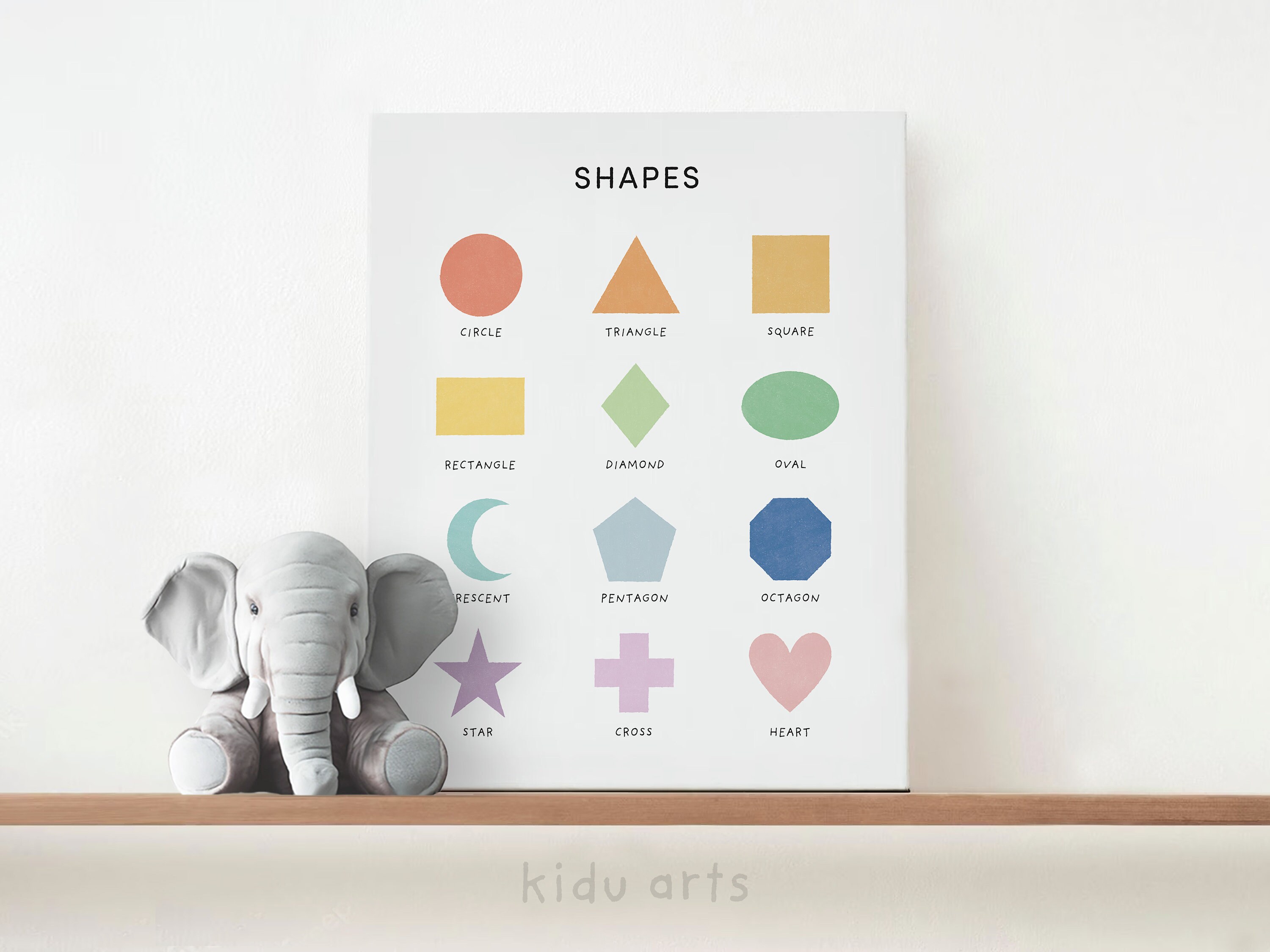Shapes Poster, Rainbow Kids Print, Educational Printable Wall Art ...