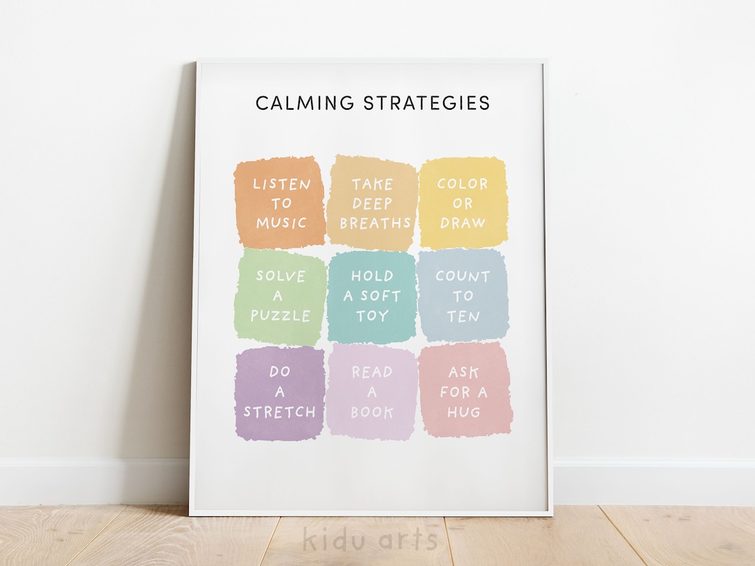 Calming Strategies Posters, Kids Wall Art Print, Calming Techniques ...