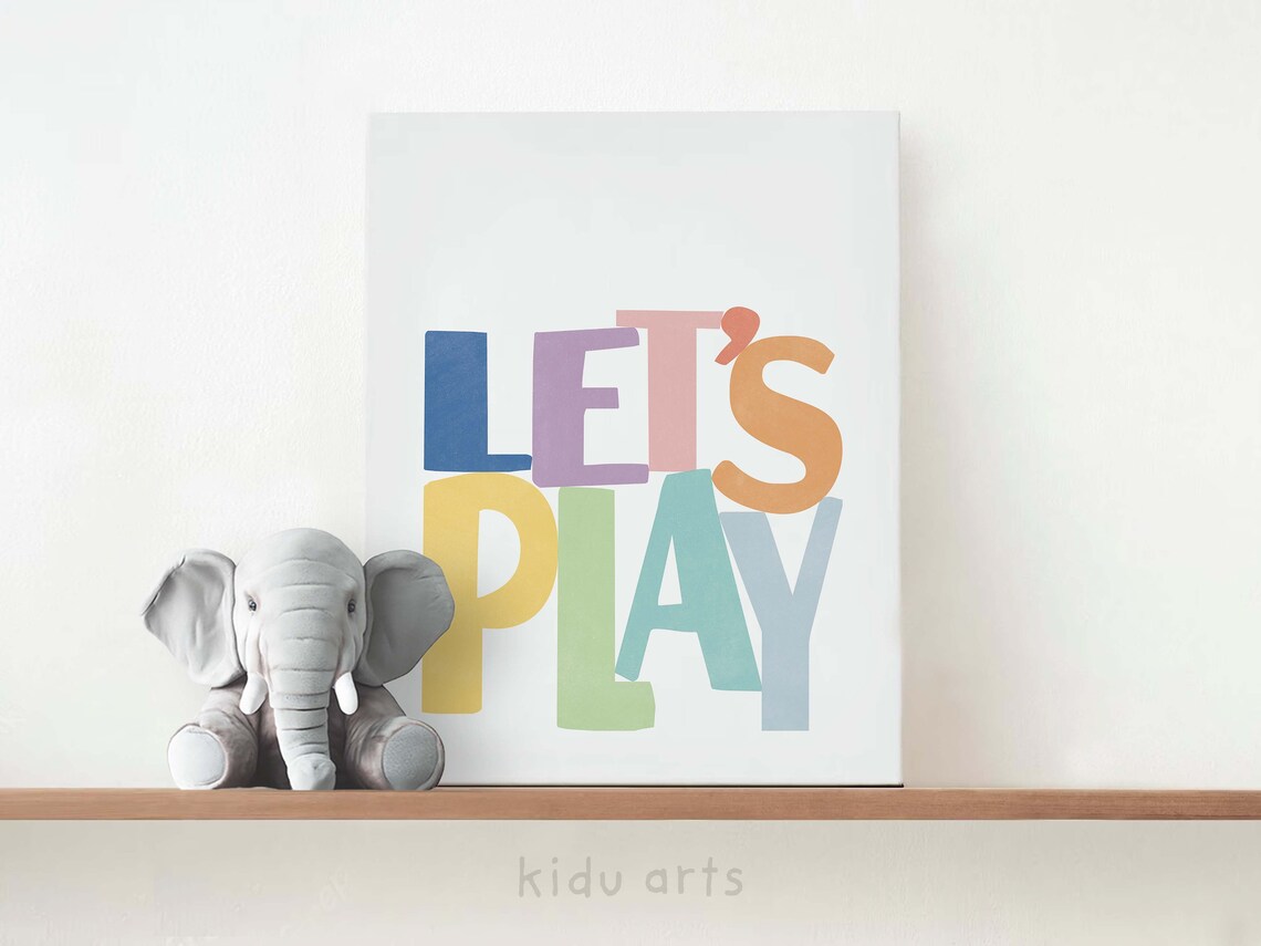 Lets Play Lets Read Posters, Kids Wall Art Print, Rainbow Classroom ...