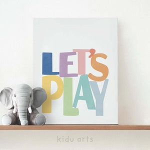 Let’s Play Let’s Read Posters, Kids Wall Art Print, Rainbow Classroom ...