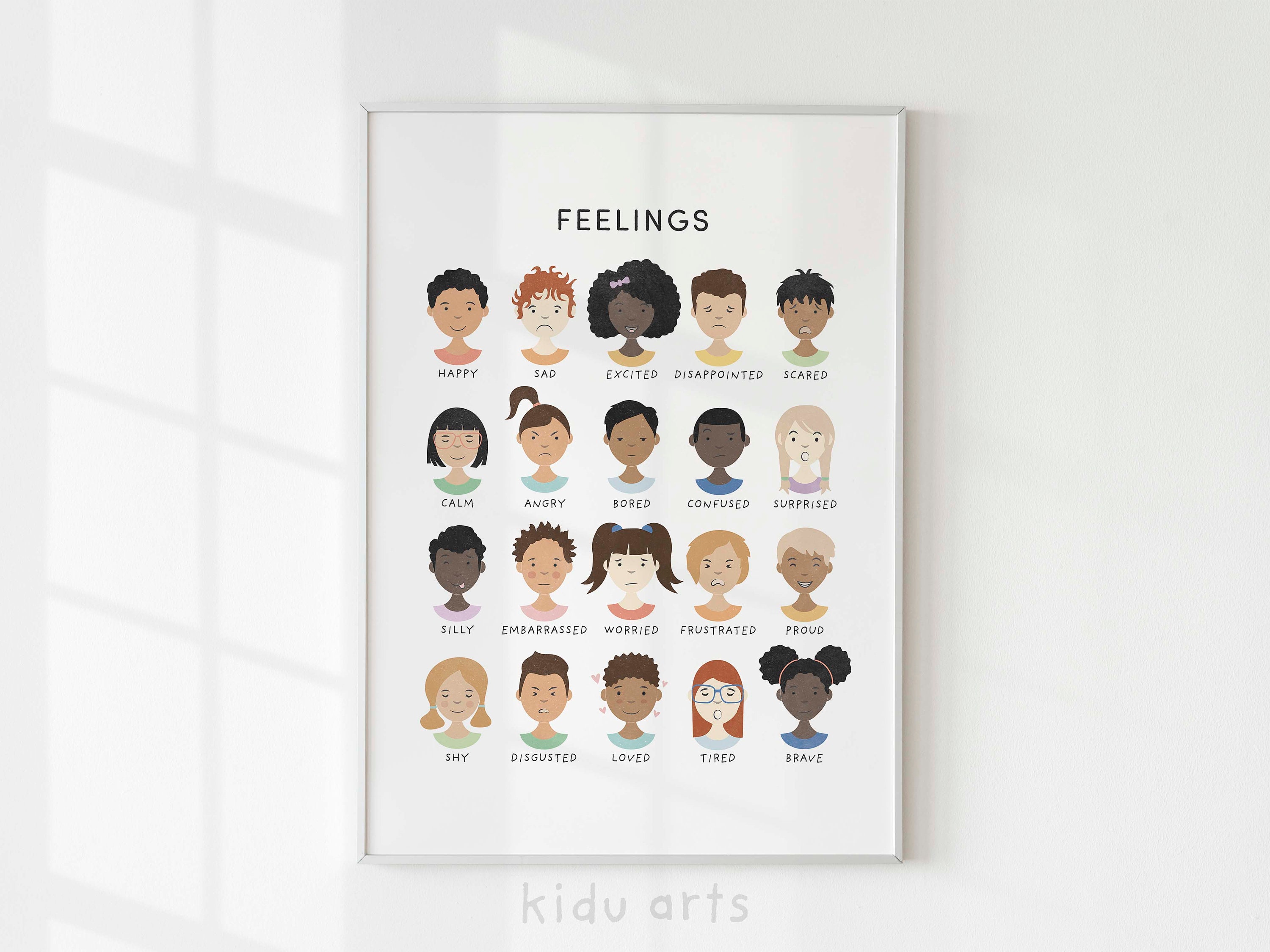 Feelings Poster, Rainbow Emotions Chart, Montessori Homeschool Decor ...