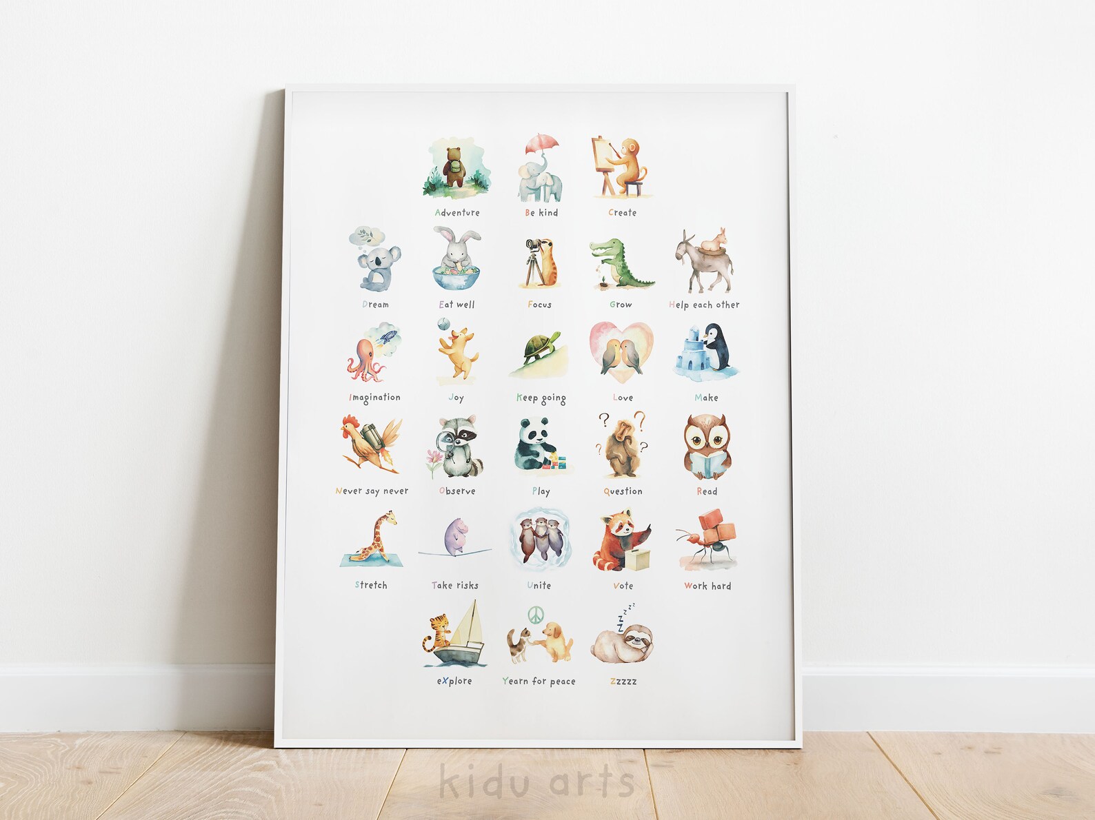 ABC of Life Print, Alphabet Art Poster, Kids Wall Art Gift, Watercolor ...