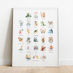 ABC of Life Print, Alphabet Art Poster, Kids Wall Art Gift, Watercolor ...