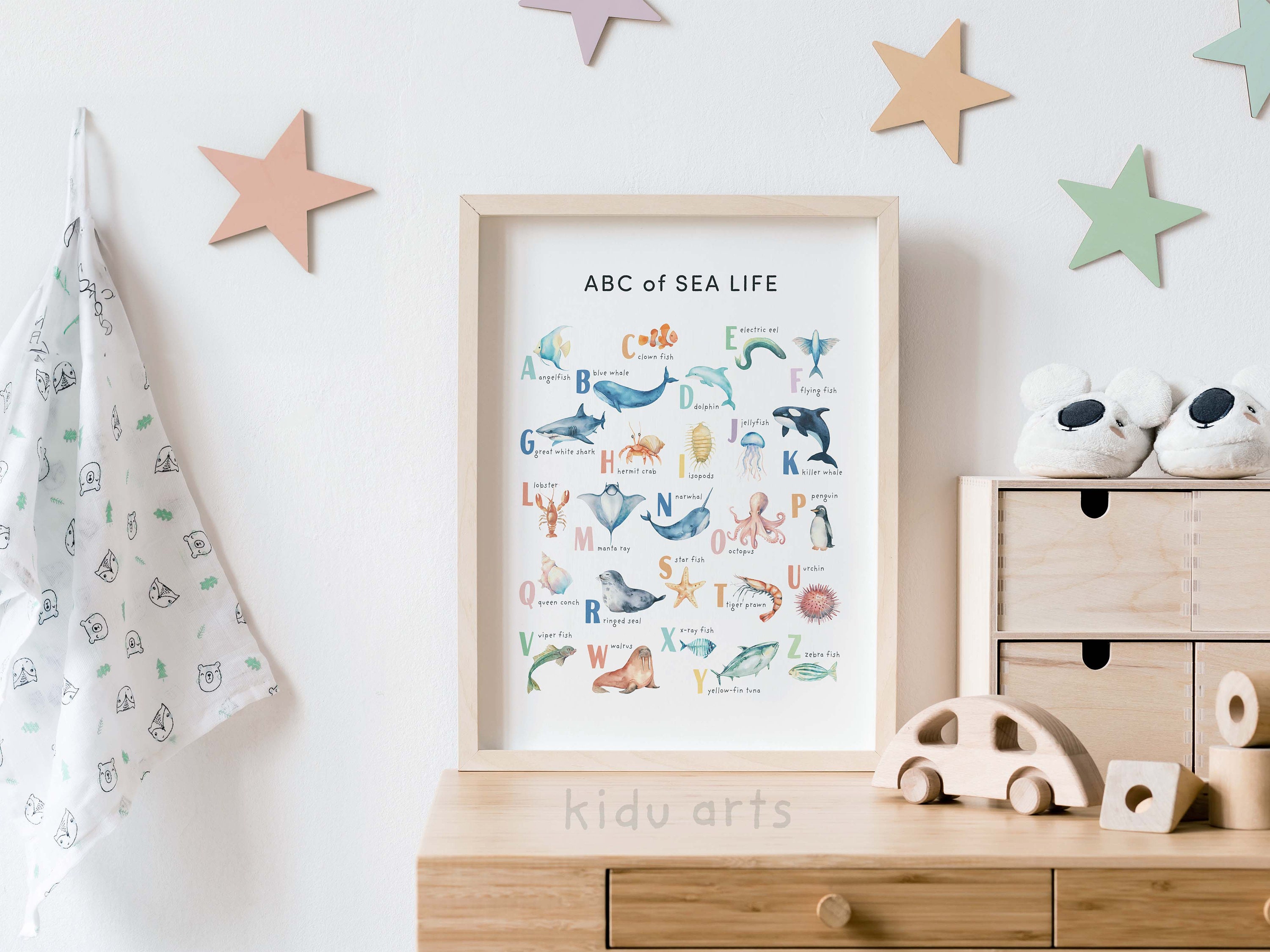 Ocean Animals Alphabet Poster, Kids Wall Art, Sea Life ABC Print ...