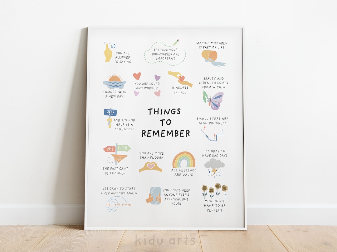 Things to Remember Poster, Wall Art Printable, Therapy Office Decor ...