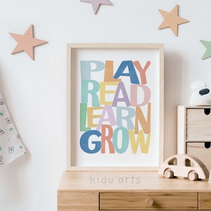 Play Read Learn Grow Poster, Kids Wall Art Print, Homeschool Decor ...
