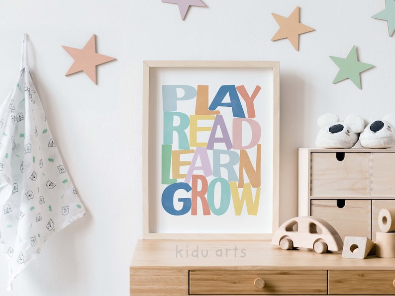 Play Read Learn Grow Poster, Kids Wall Art Print, Homeschool Decor ...
