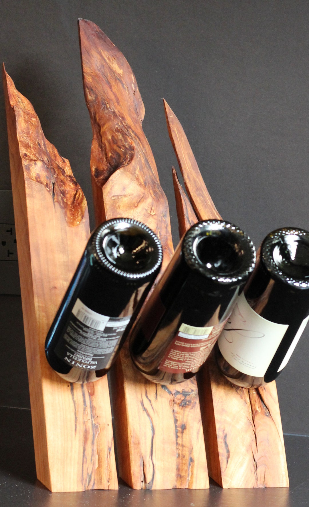 Exquisite Cherry Wood Wine Bottle Holder Set 3 - Etsy
