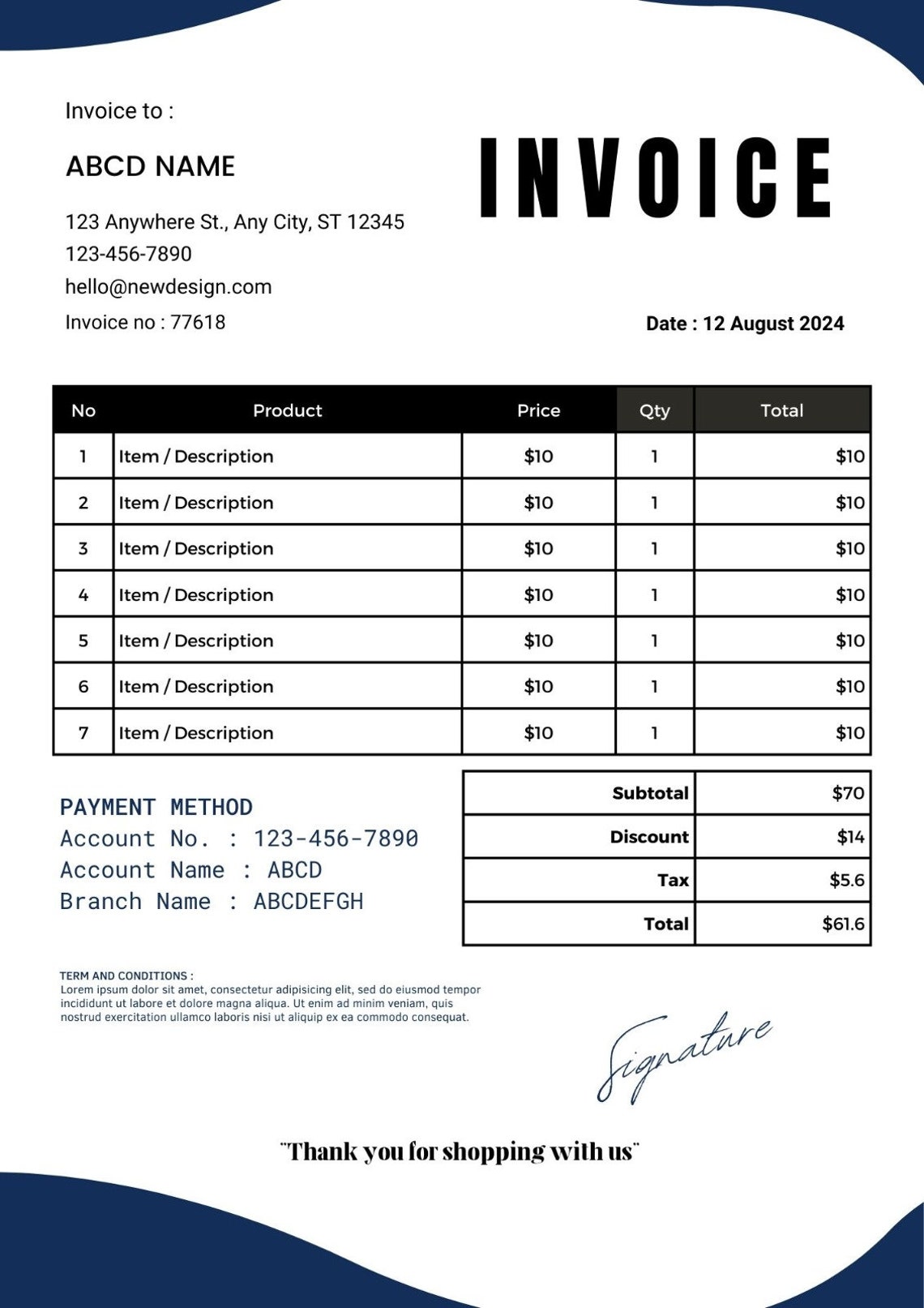 Invoice Template Digital, Quote Template Canva, Price Proposal Template ...