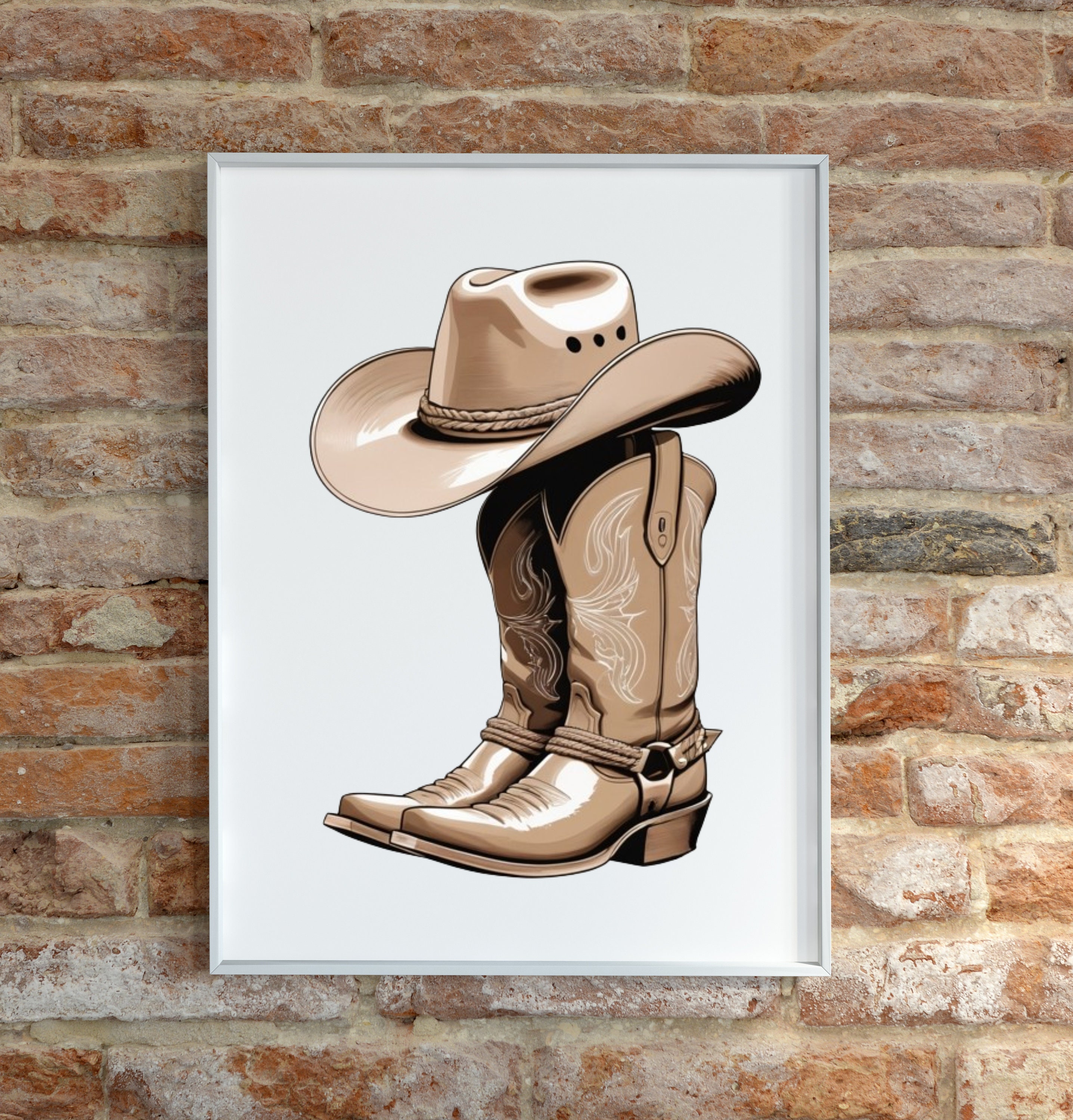 Cowboy Boots and Hat Vector PNG Instant Digital Download Western Wall ...