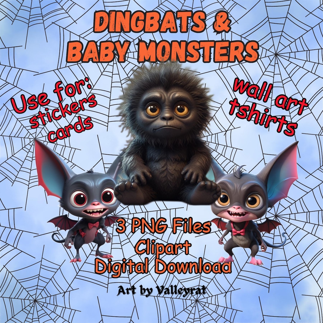 Halloween Clipart Dingbats Baby Monsters Set of 3 Monster Clipart Cute ...