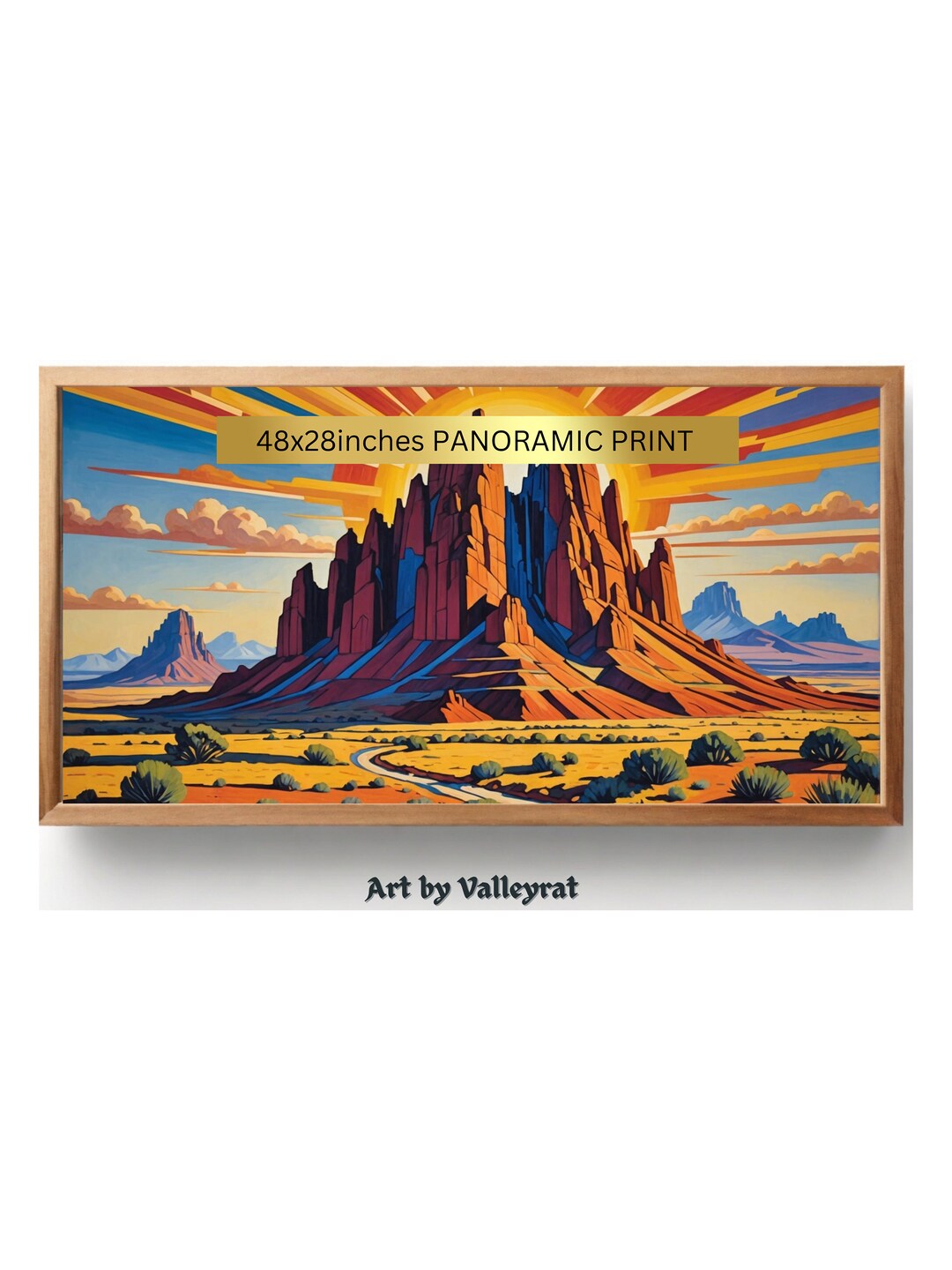 Shiprock Cubism Wall Art Boho Décor New Mexico Painting Navajo Nation ...