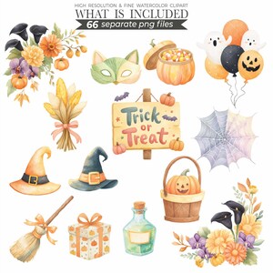 Watercolor Halloween Clipart Bundle: Pastel Ghost, Pumpkin, Mummy ...