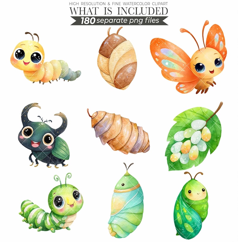Cute Little Love Bugs Clipart, Insects Clipart, Spring Clip Art Bundle ...