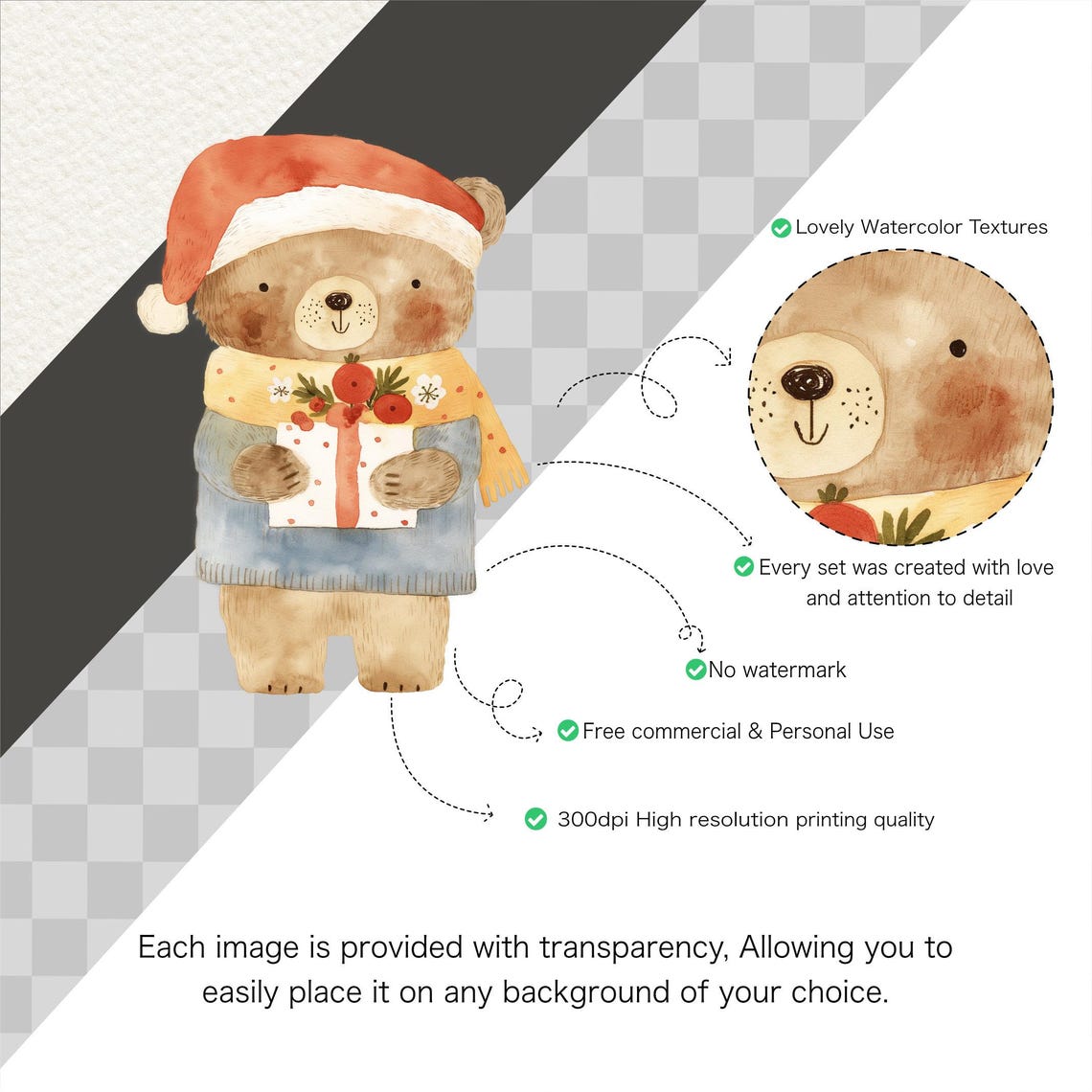 Woodland Christmas Clipart: Watercolor Forest Animals (PNG Digital ...