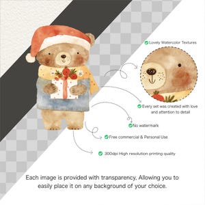 Woodland Christmas Clipart: Watercolor Forest Animals (PNG Digital ...