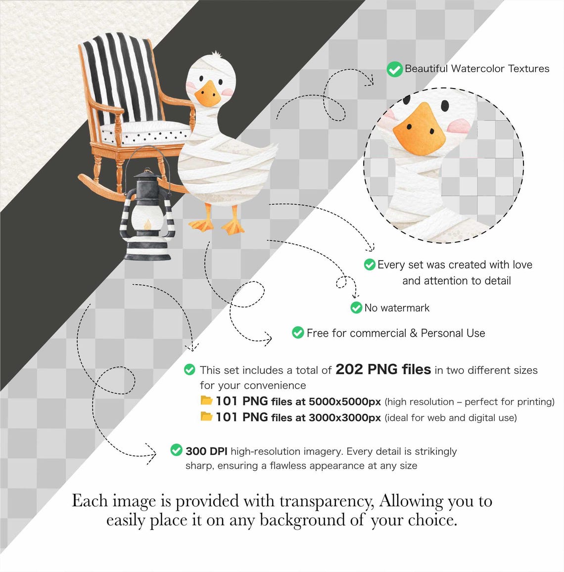 Watercolor Halloween Goose Clipart Set, Cute Spooky Geese PNG ...