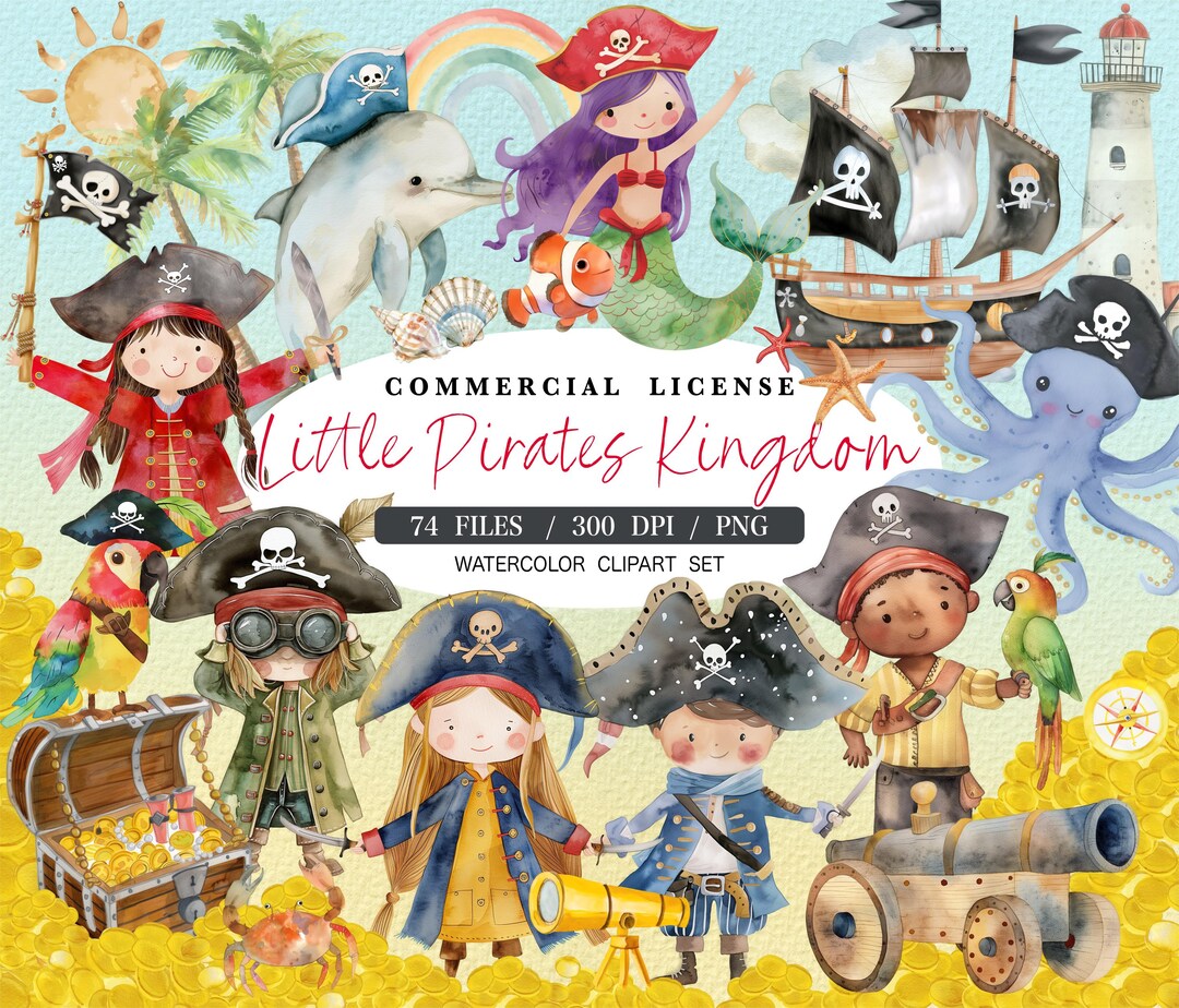 Cute Pirate Clipart Caribbean Clipart Treasure Trove Clipart Parrot ...