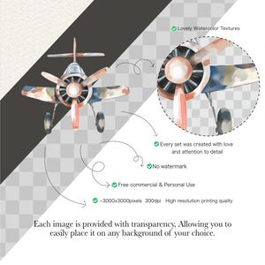 Cute Aviator Clipart - Watercolor Clipart - Airplane, Pilot, Clouds ...