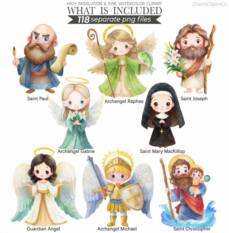 Saints Clipart Bundle – Catholic Christian Religious PNG | Watercolor ...