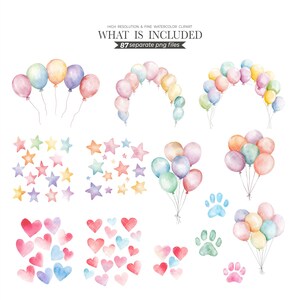 Cute Dogs Clipart Birthday Party Watercolor Pastel Cartoon Puppy Breeds ...