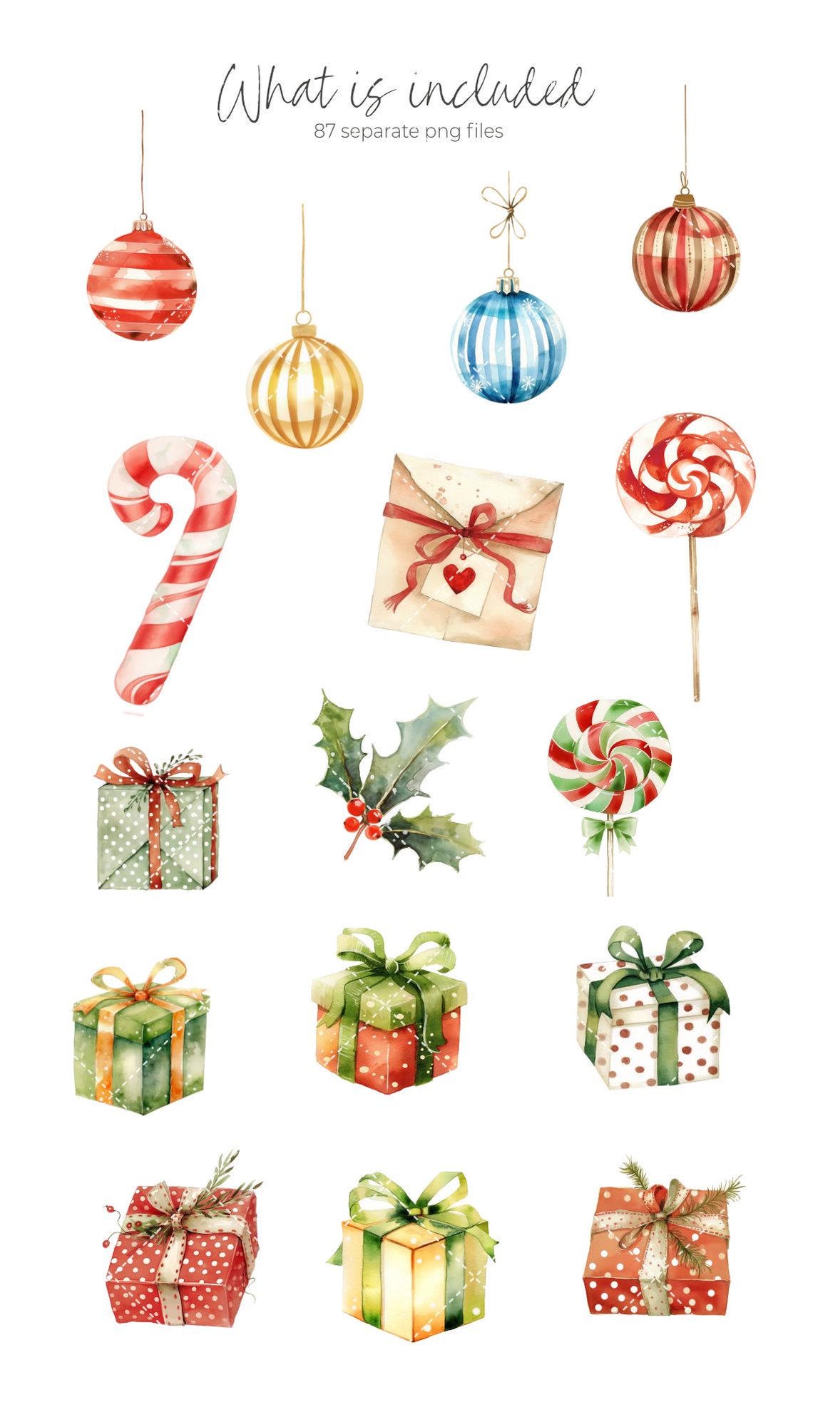 Woodland Christmas Clipart: Watercolor Forest Animals (PNG Digital ...