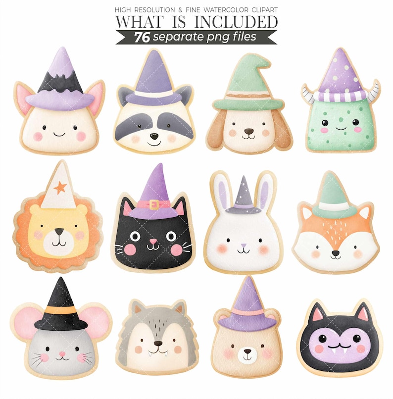 Halloween Cookie Clipart: Watercolor Autumn Desserts, Kawaii PNG ...