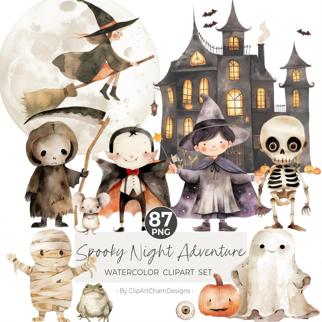Halloween Clipart Bundle, Watercolour Halloween, Commercial Use ...