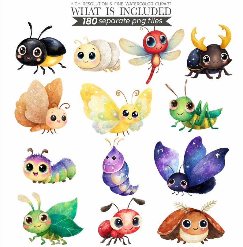 Cute Little Love Bugs Clipart, Insects Clipart, Spring Clip Art Bundle ...