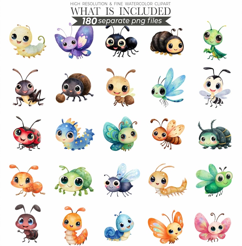 Cute Little Love Bugs Clipart, Insects Clipart, Spring Clip Art Bundle ...