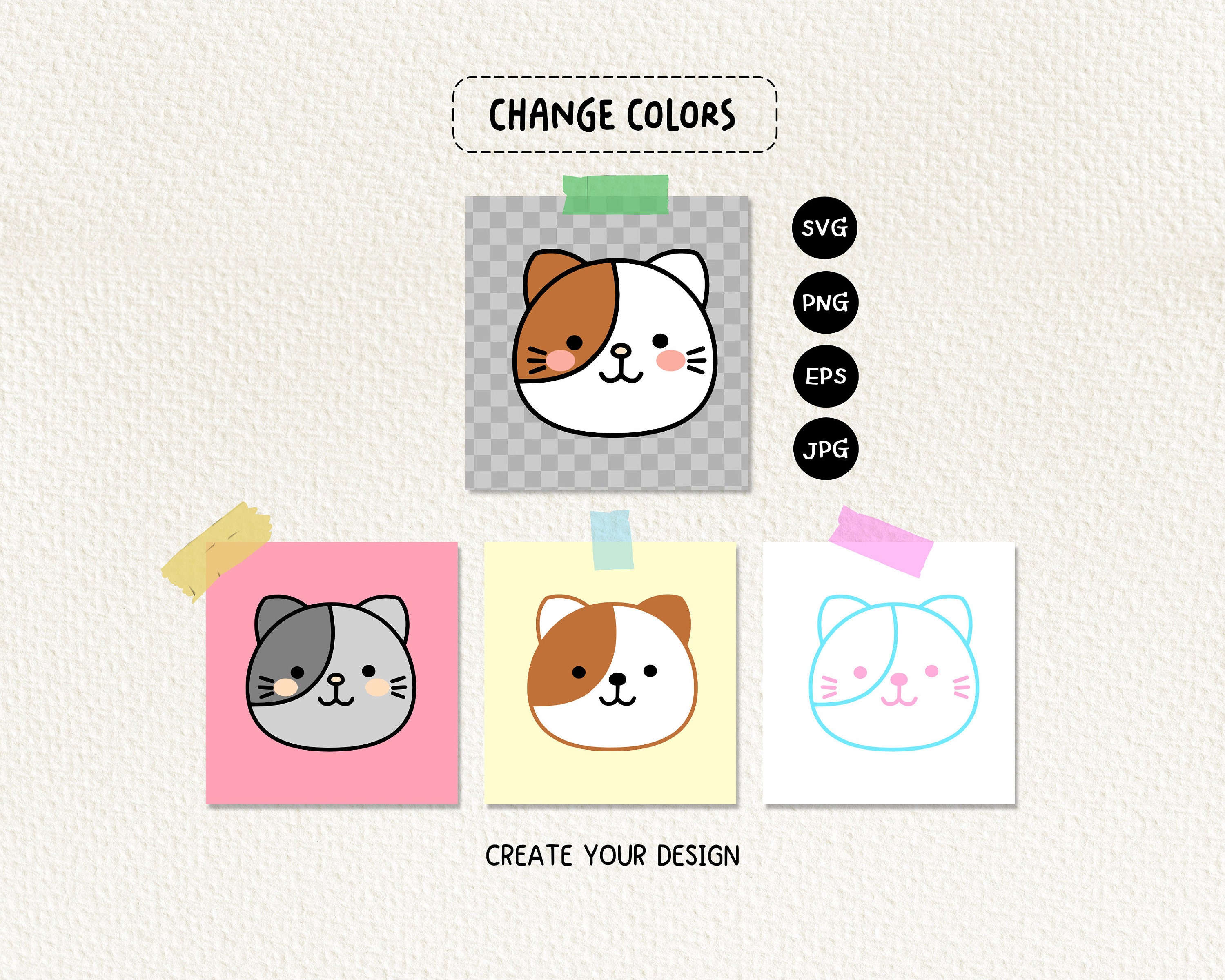 Animals Face Clipart Bundle, Cute Animals PNG, Animals Baby Shower ...