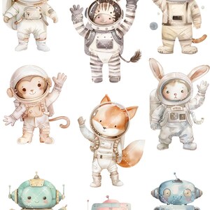Watercolor Space Clipart Bundle: Astronauts, Rockets, Planets (PNG ...