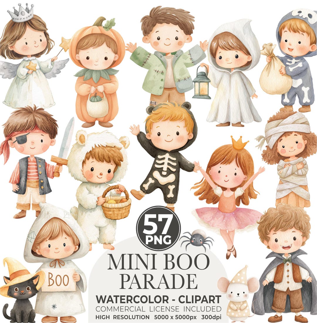 Watercolor Halloween Clipart Bundle: Pastel Ghosts, Pumpkins, Halloween ...