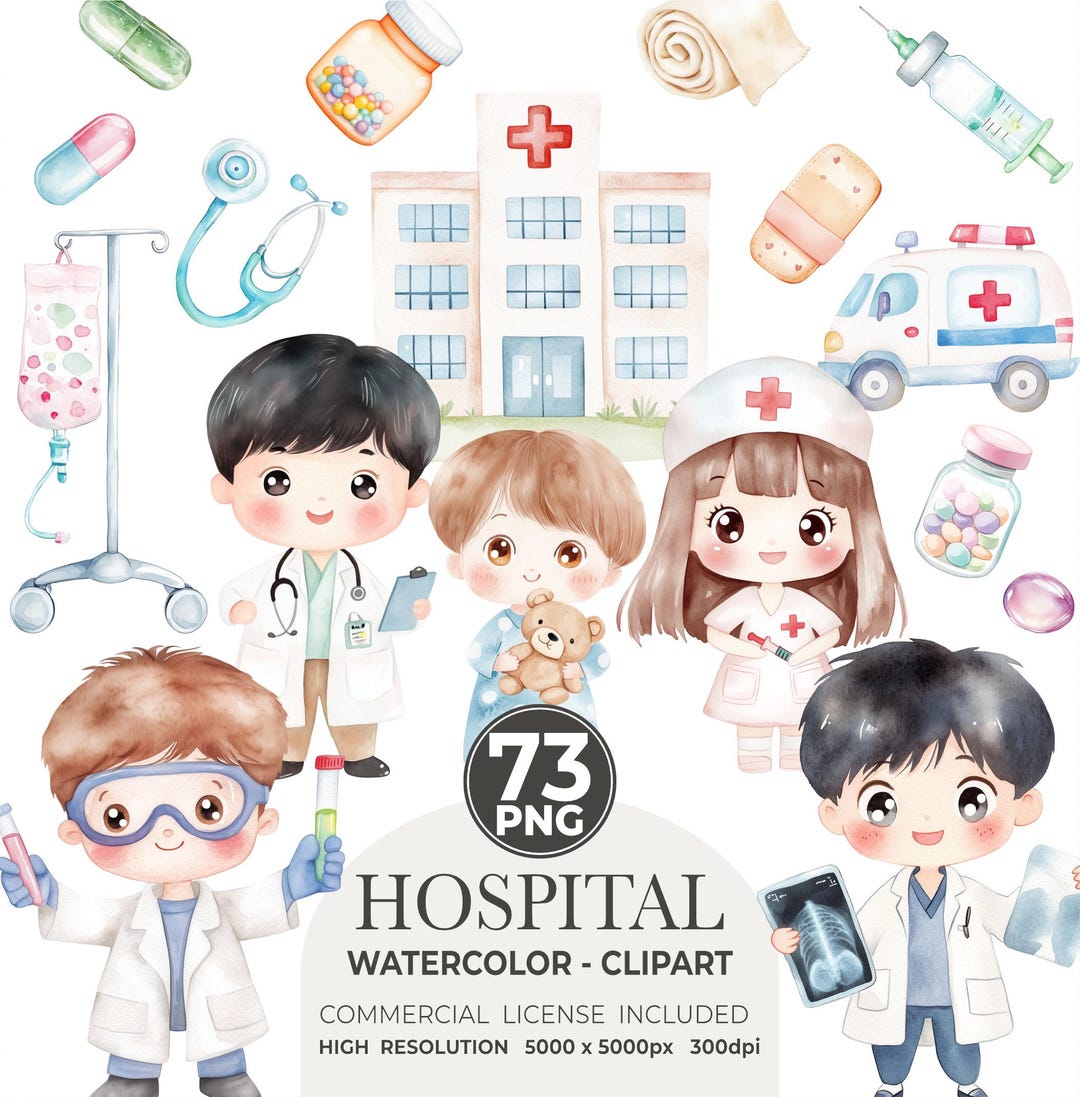 Watercolor Medical Clipart, Healthcare PNG, Nurse Clipart, Doctor ...