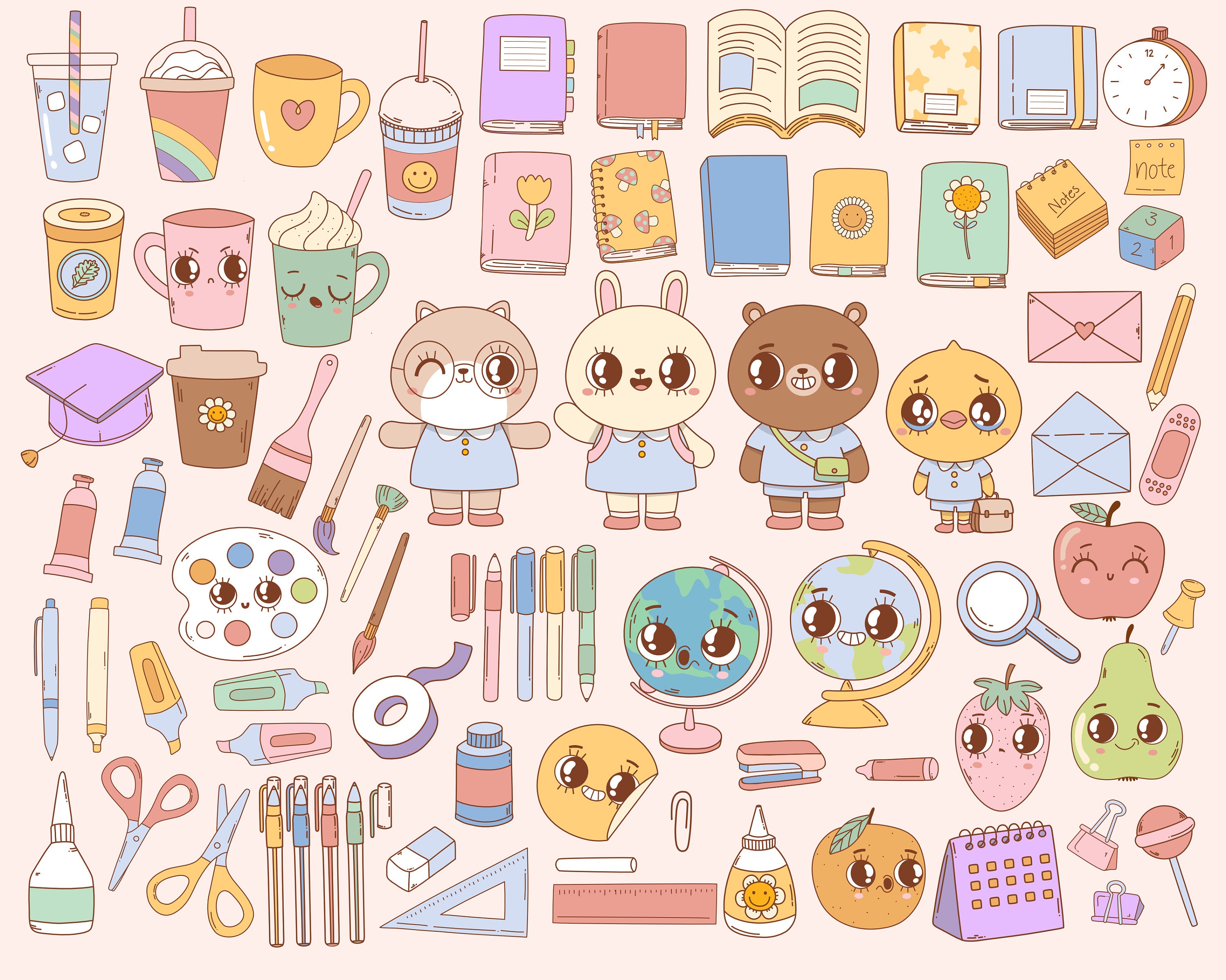 Back to School Clipart, School Supplies , Groovy Teacher PNG, Adorable ...