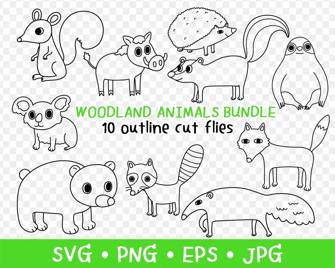 Woodland Animals Outline SVG Cut File Cricut Silhouette Forest Fox ...