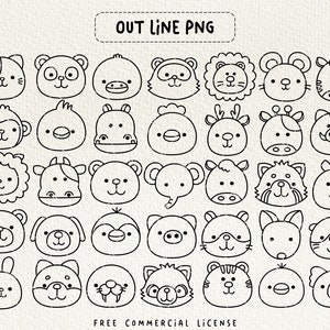 Animals Face Clipart Bundle, Cute Animals PNG, Animals Baby Shower ...