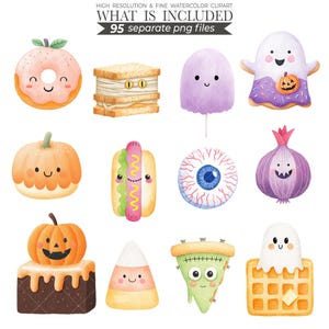 Halloween Treats Clipart: Watercolor Cookies, Ghost, Pumpkin (PNG ...