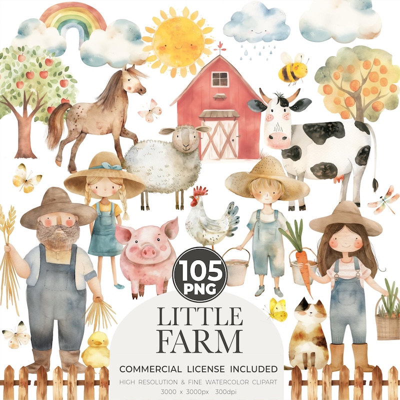 Farm Clipart - Etsy