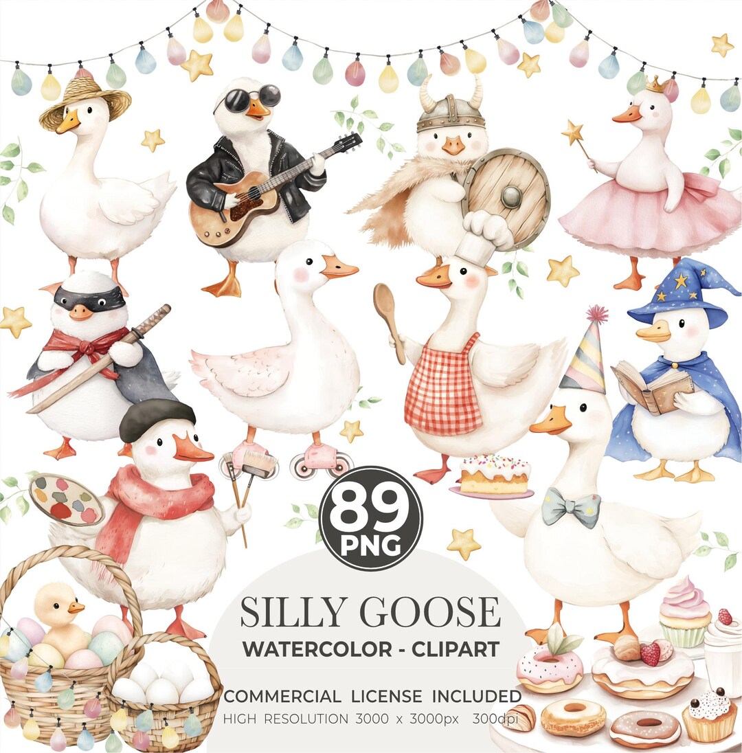 Silly Goose Clipart Vintage Spring Cottagecore Cute Whimsical ...