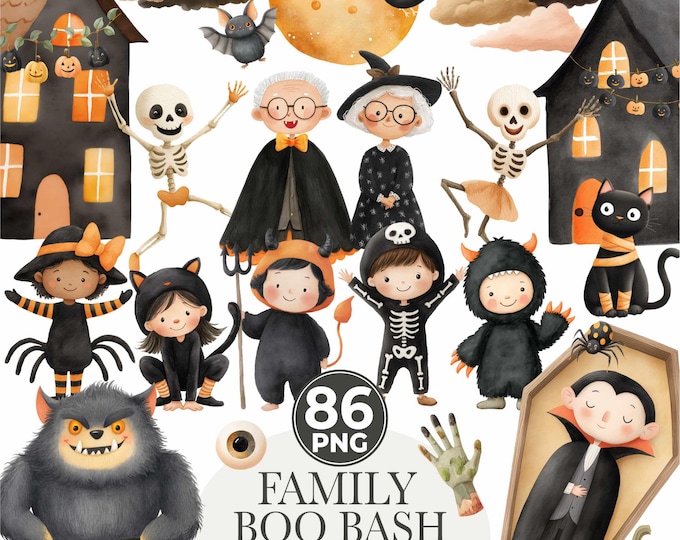 Cute Halloween Clipart Whimsical Watercolor Commercial Use Halloween ...