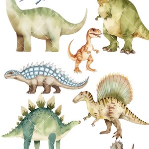 Watercolor Dinosaur Clipart: 101 PNG Nursery Graphics (digital Download ...