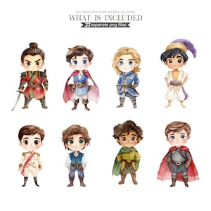 Princess & Prince Chibi Clipart Bundle: DIY Party Printables (PNG) - Etsy