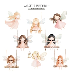 Watercolor Fairy Garden Clipart: Pink Princess, Woodland Animals (PNG ...