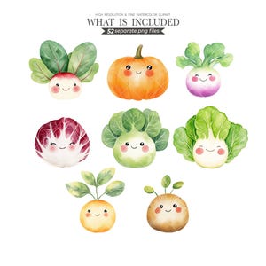 Cute Vegetable Clipart, Watercolor Garden Veggies, Carrot, Tomato ...