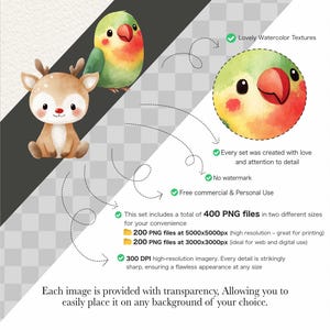 Watercolor Cute Animals Clipart 200 Cute Animal PNG Watercolor Animals ...