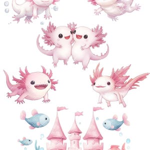 Watercolor Axolotl Clipart: Sea Animal Graphics (PNG) - Etsy