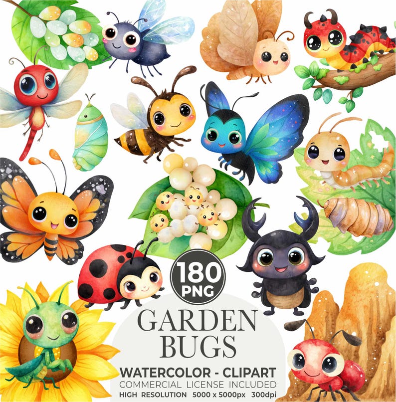 Cute Little Love Bugs Clipart, Insects Clipart, Spring Clip Art Bundle ...