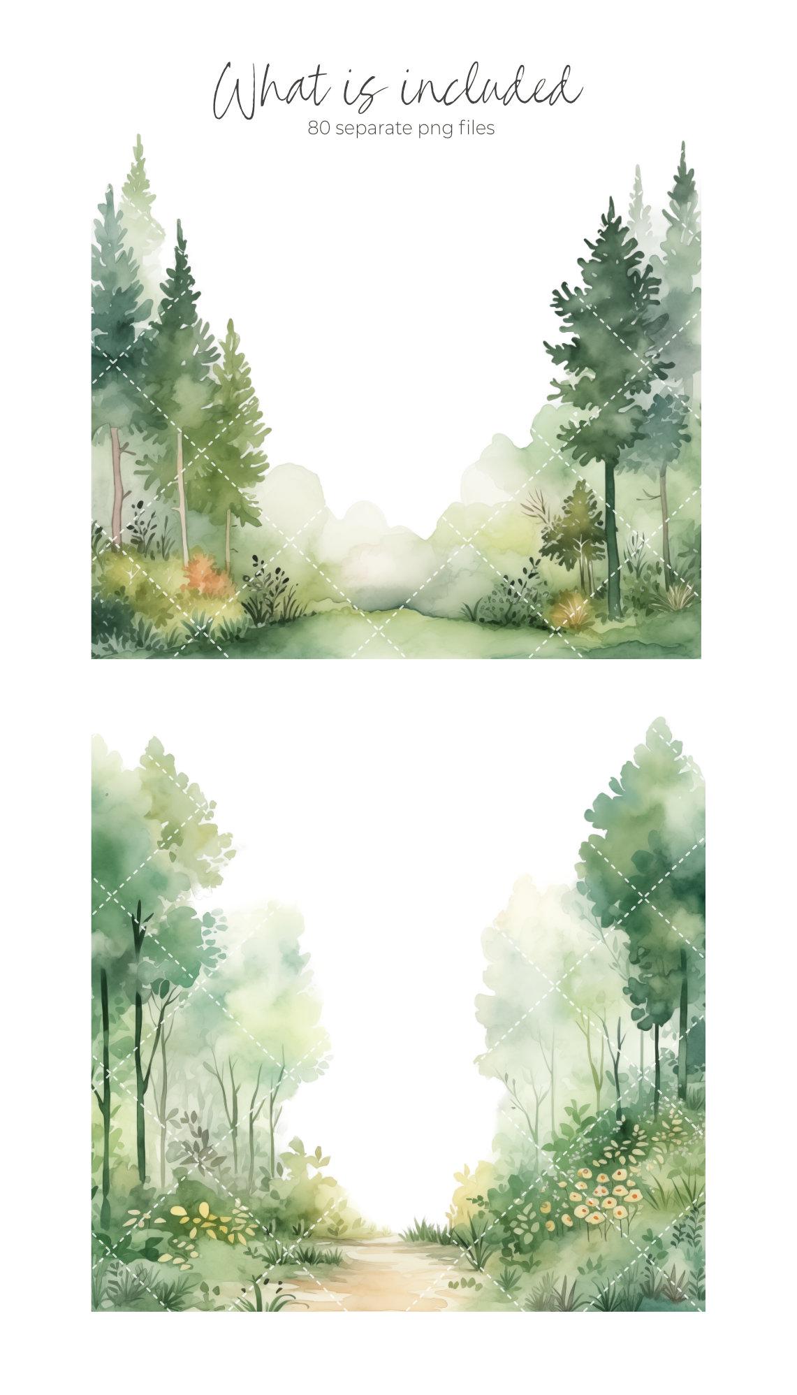 Watercolor Woodland Animals Clipart Bundle: Forest Nursery PNG (digital ...